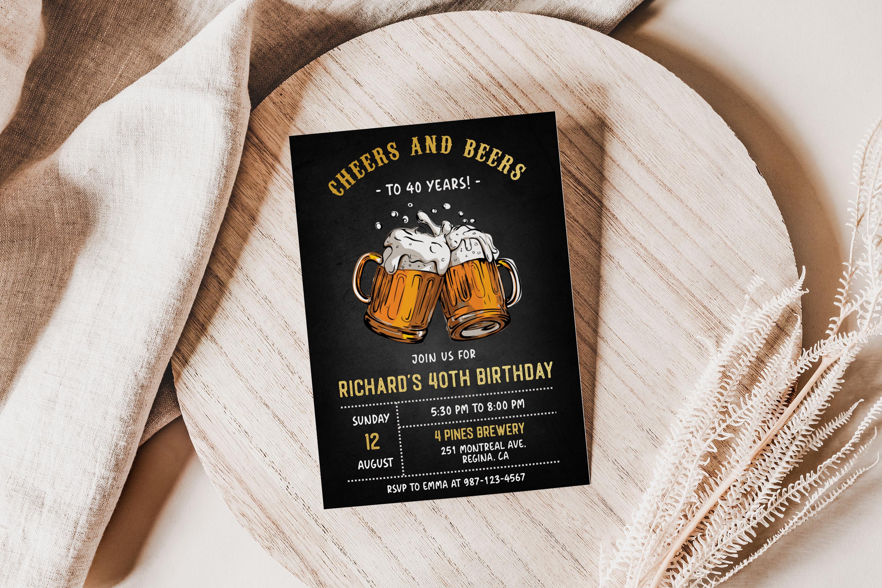 EDITABLE Cheers and Beers Birthday Party Invitation Surprise Beer Party ...