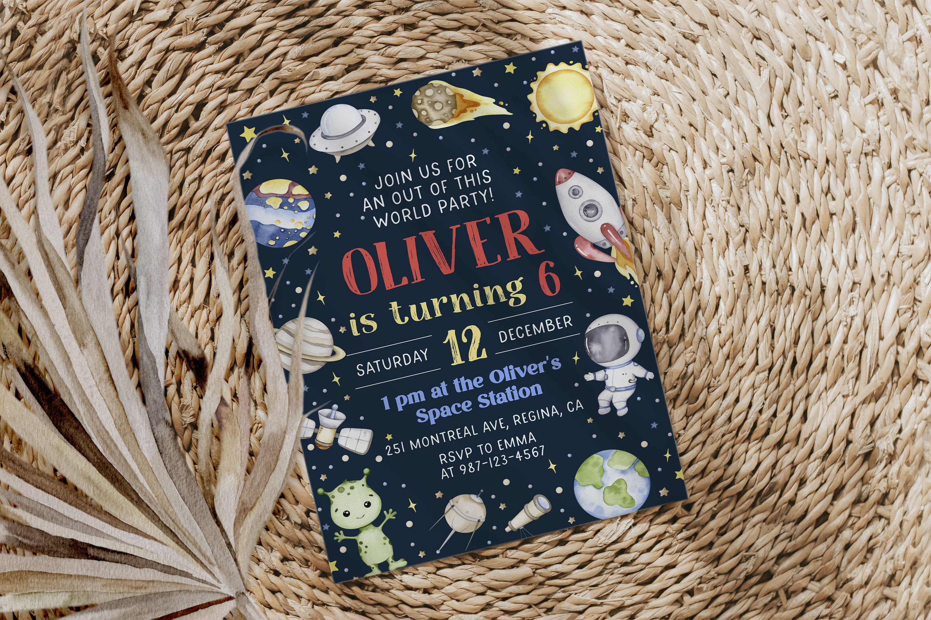 Editable Outer Space Birthday Invitation Template Galaxy - Etsy