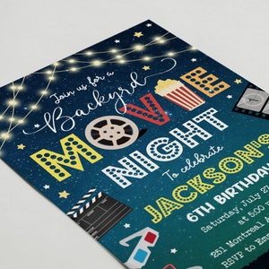 Editable Movie Birthday Invitation Printable Digital Kids Party Cinema ...