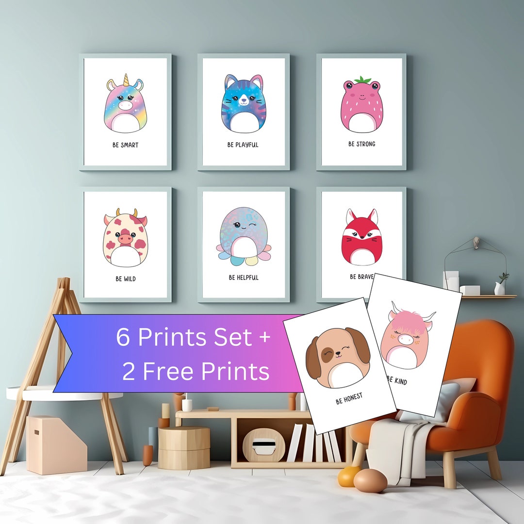 Squishmallows Poster 8 Set Squishmallows Nursery Squishmallows Wall Art ...