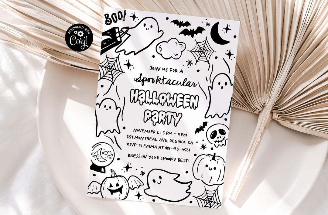 Editable Halloween Party Invitation Halloween Ghost Invitation ...