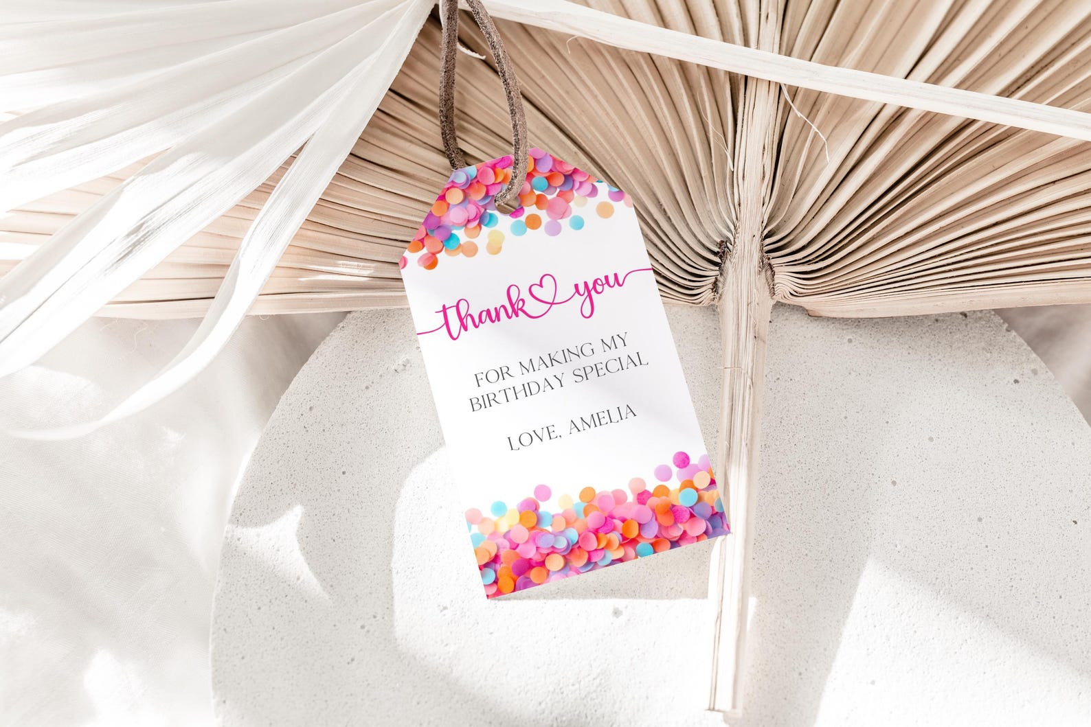 Editable Confetti Party Gift Tag Colourful Confetti Thank You Tag ...