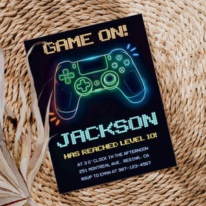 Editable Video Game Party Invitation Printable Gamer Birthday Invite ...