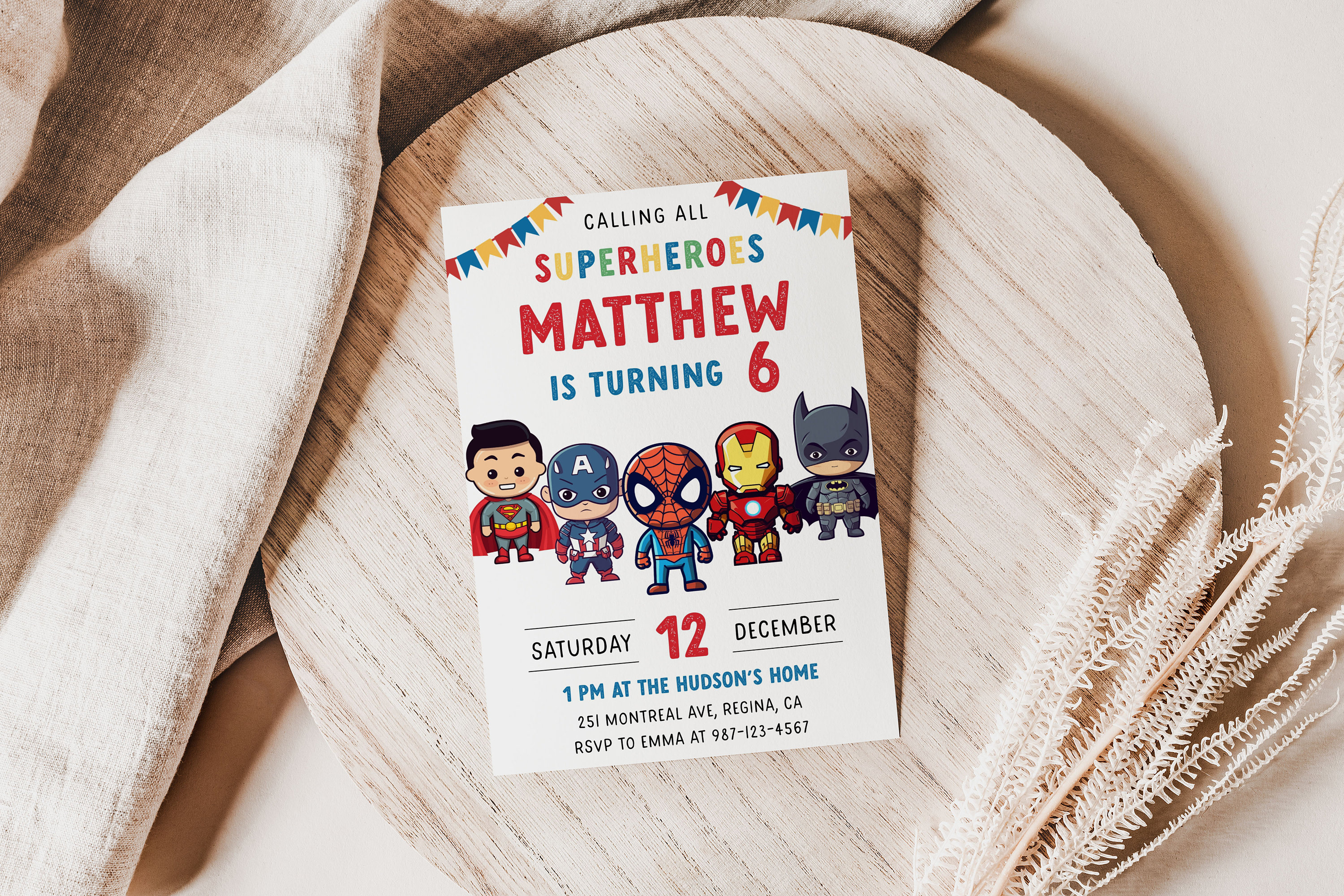 Editable Superheroes Birthday Invitation Template Printable Birthday ...