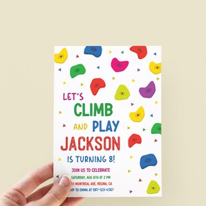 Editable Rock Climbing Birthday Invitation Indoor Climbing Party Invite ...