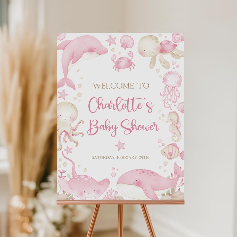 Under the Sea Welcome Sign Template Ocean Animals Baby Shower Welcome ...