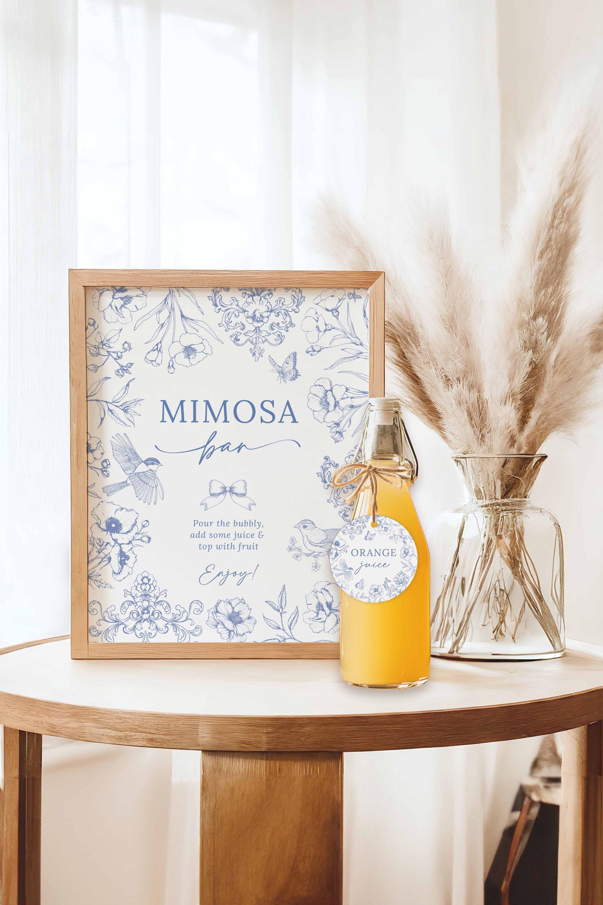 Mimosa Bar Template Toile Sign Mimosa Sign Juice Labels Mimosa Juice ...