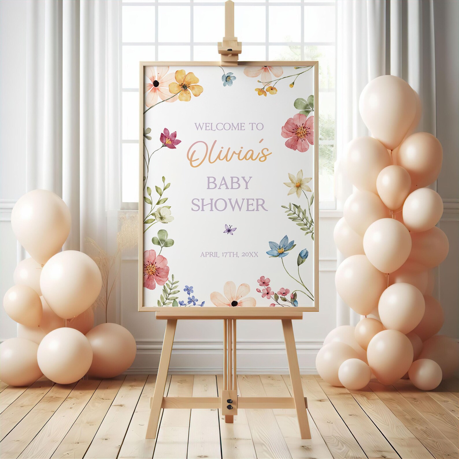 Wildflower Welcome Sign Template Wild Flower Welcome Sign Baby Shower ...