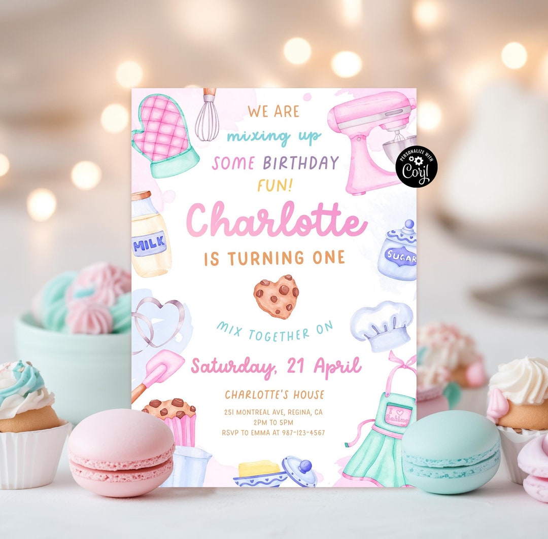 Editable Baking Birthday Invitation Template Sweet Birthday Party Baking Party Baking Themed ...