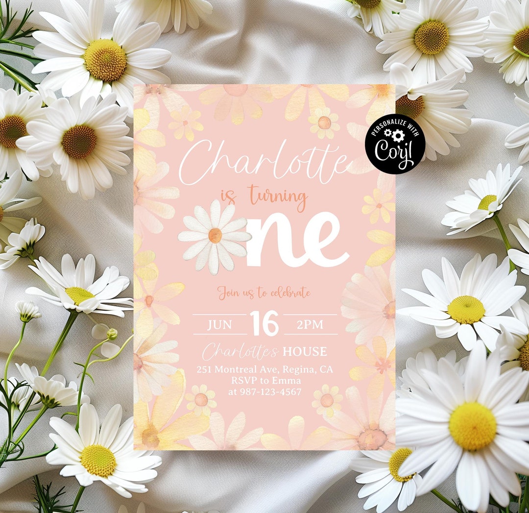 Daisy Birthday Invitation Flower 1st Birthday Invite Daisy Invitation ...