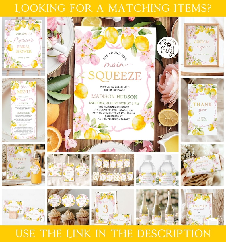 Main Squeeze Bridal Shower Invitation Lemon Bridal Shower Invite She ...