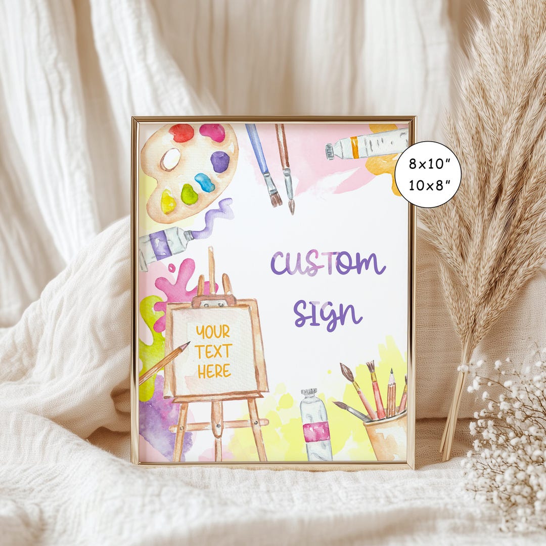 Art Party Sign Template: Custom Paint Birthday Decor (digital Download ...