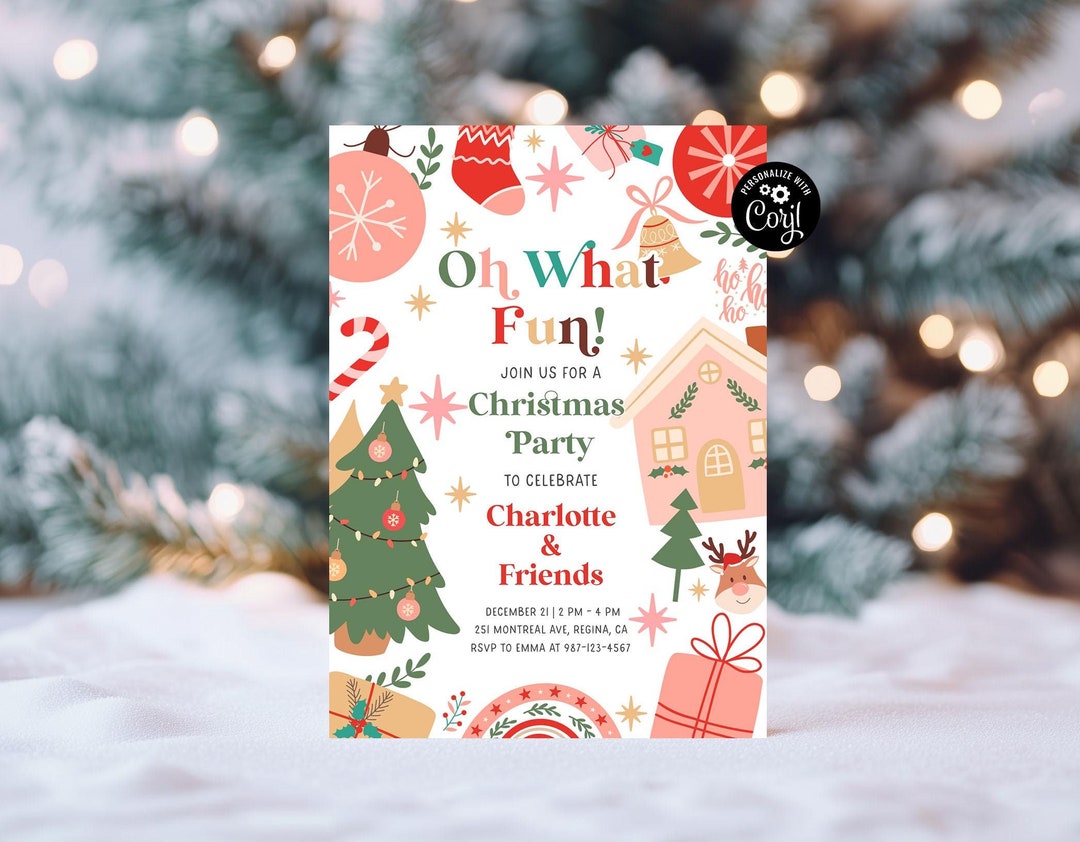 Oh What Fun Party Invitation Kids Christmas Party Invitation Kids ...