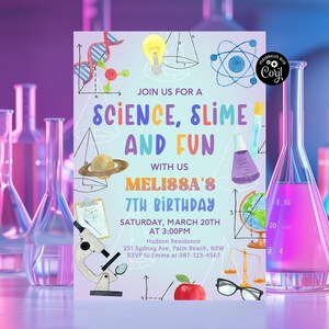 EDITABLE Mad Science Birthday Invitation Boy Girl Science Party ...