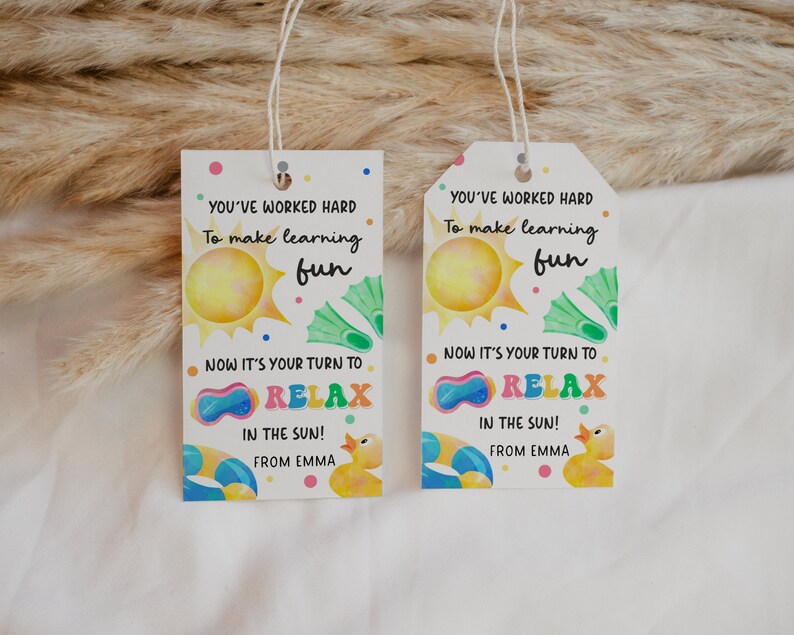 Editable Summer Teacher Appreciation Gift Tag Kids Your Turn to Relax ...