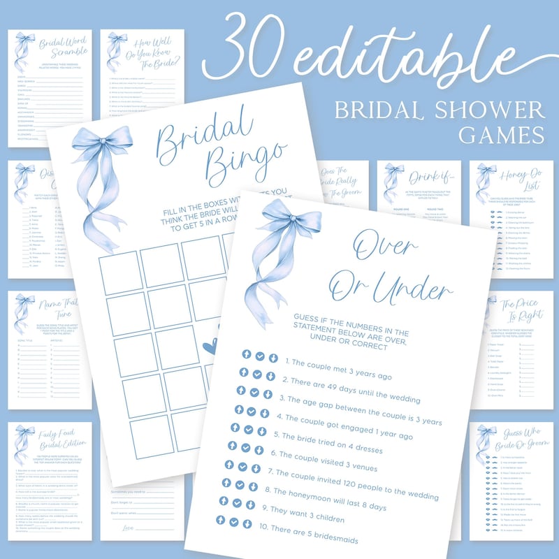 Blue Bow Hen Party Games - Etsy