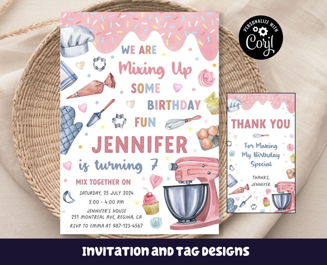 Editable Baking Birthday Invitation Template Sweet Birthday Party ...