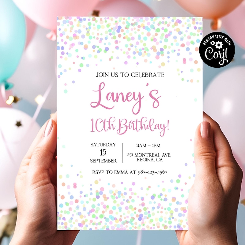 Confetti Invitation - Etsy