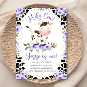 Editable Holy Cow Im One Holy Cow Invitation Holy Cow Birthday 1st ...