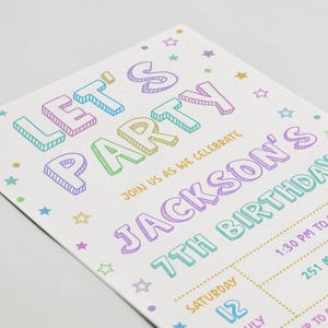 Minimalist Birthday Party Invitation 7th Birthday Invite 7 Year Old ...