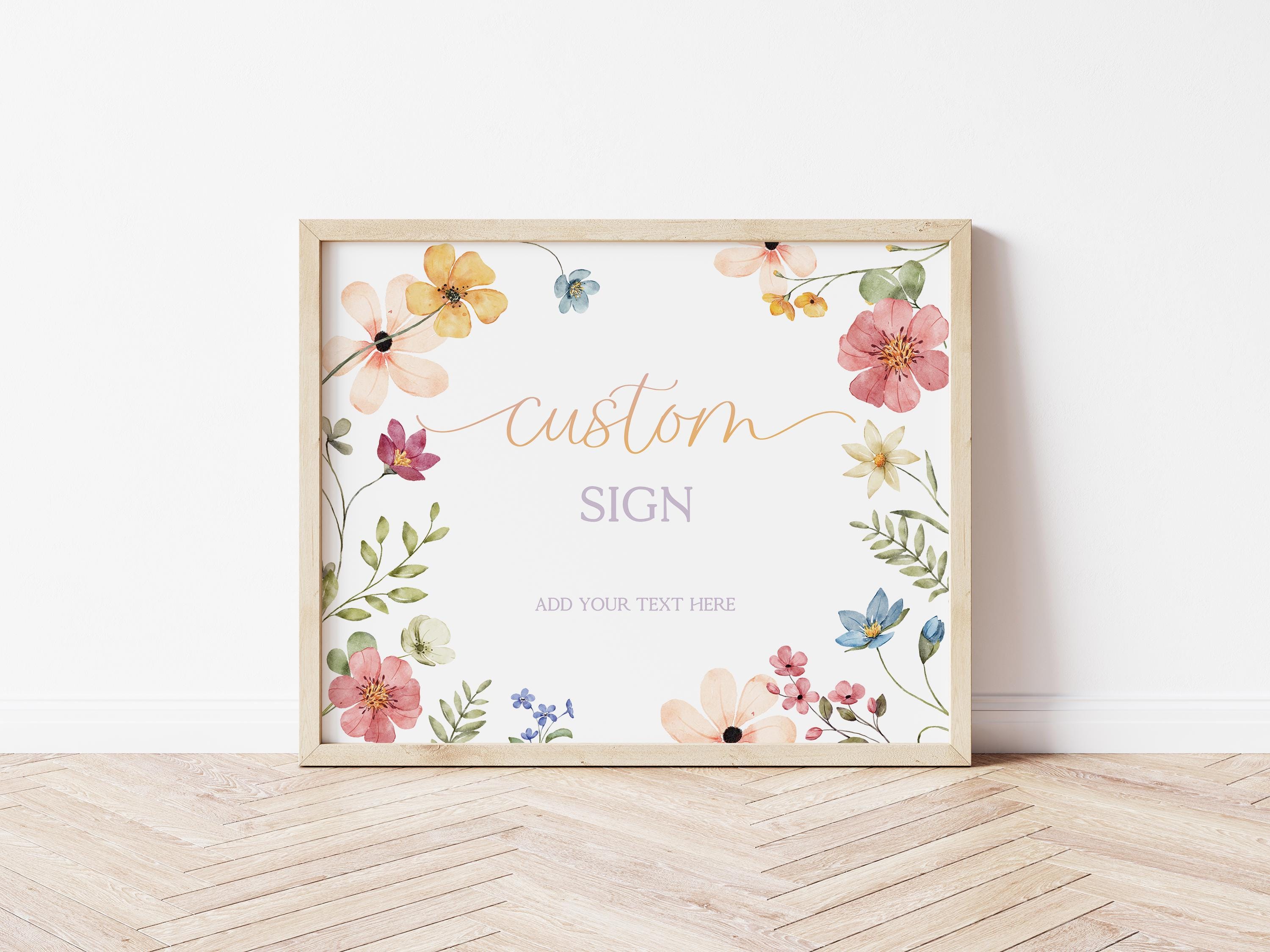 Wildflower Custom Sign Template Wild Flower Sign Baby Shower Sign ...