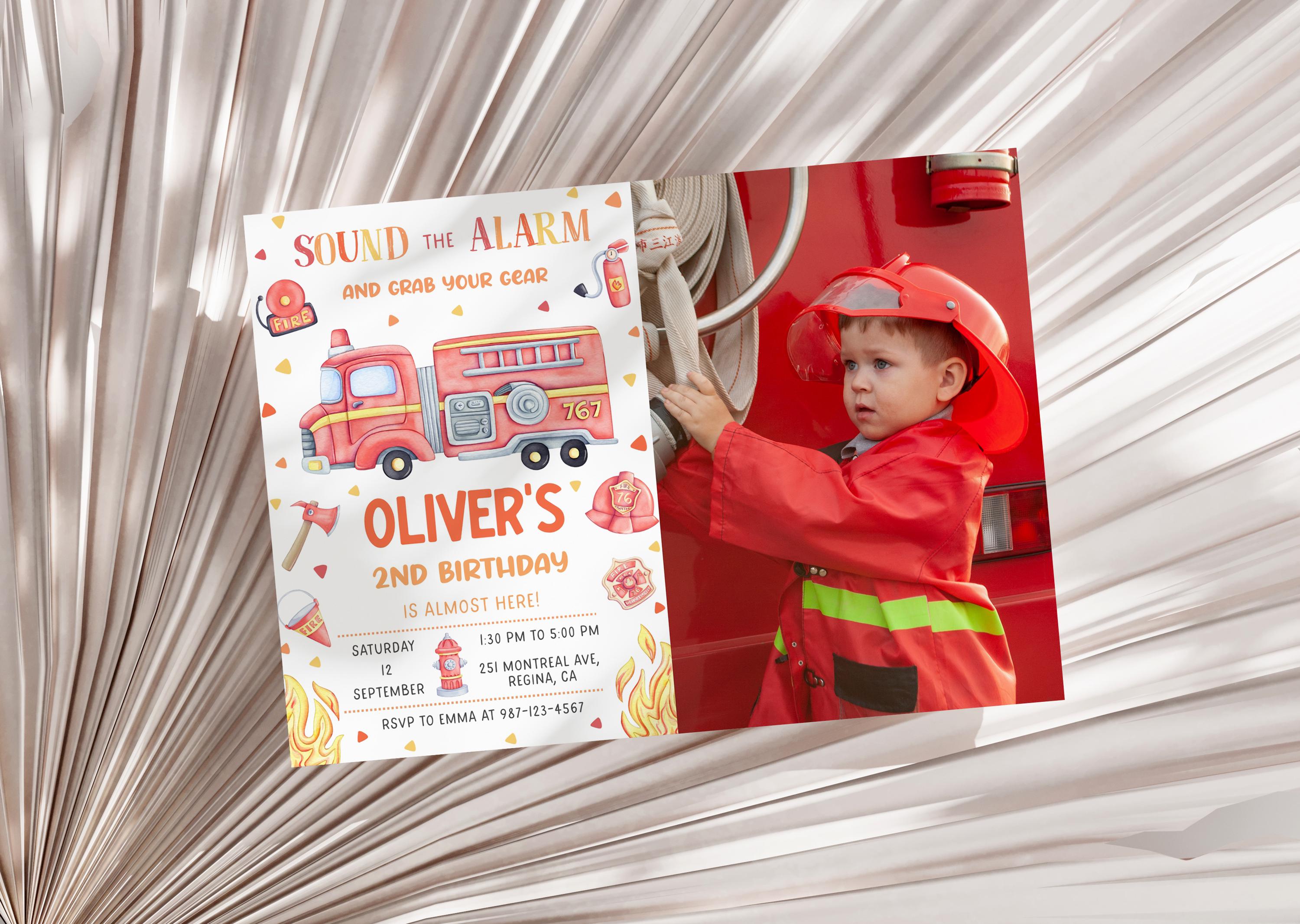 Fire Truck Birthday Invitation Firetruck Invitation Fire Engine ...