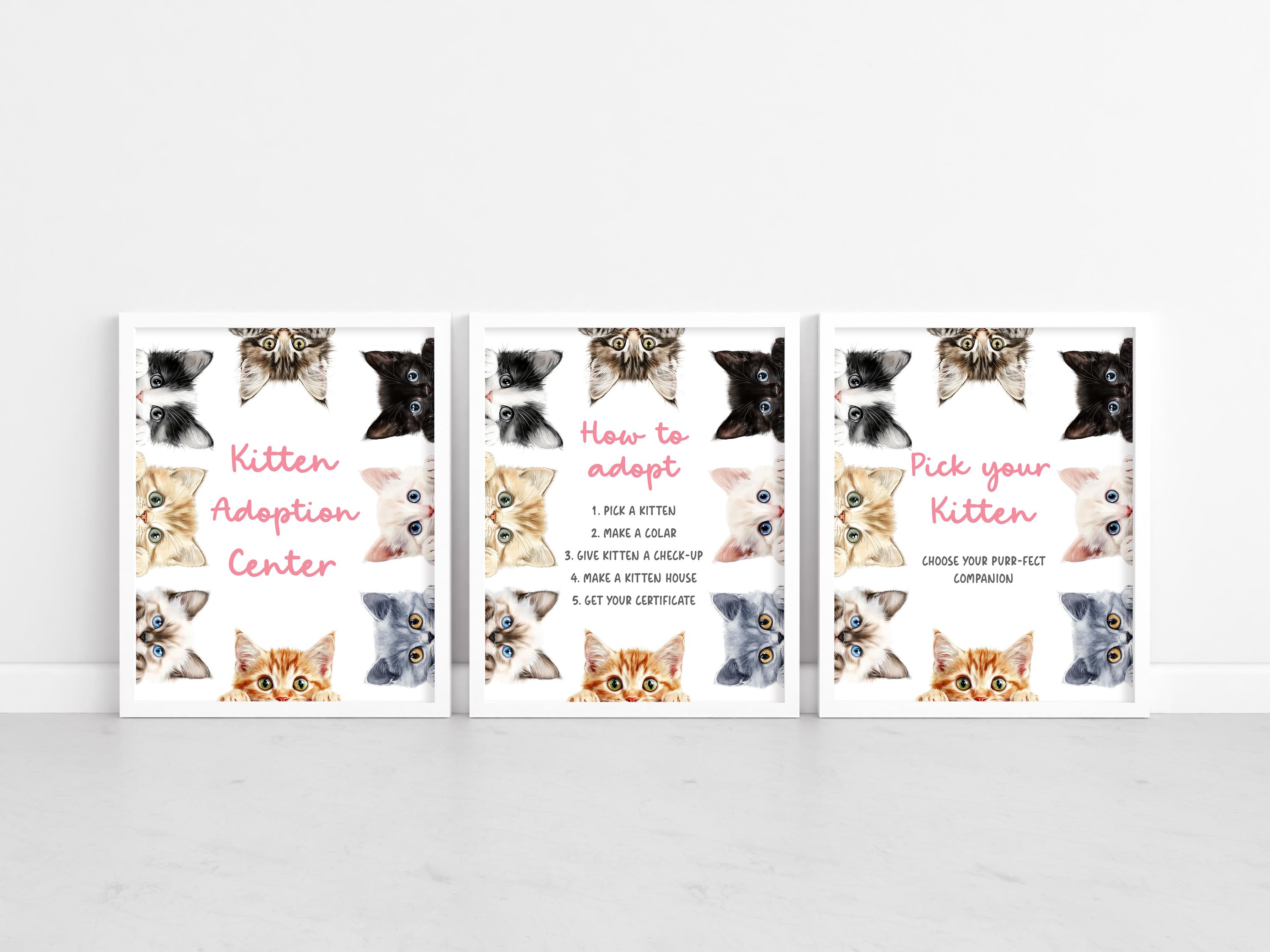 Adopt a Kitten Bundle Template Adoption Birthday Sign Table Decor Cats ...