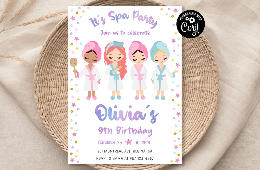 EDITABLE Spa Party Invitation Pamper Party Invite Template Tween ...