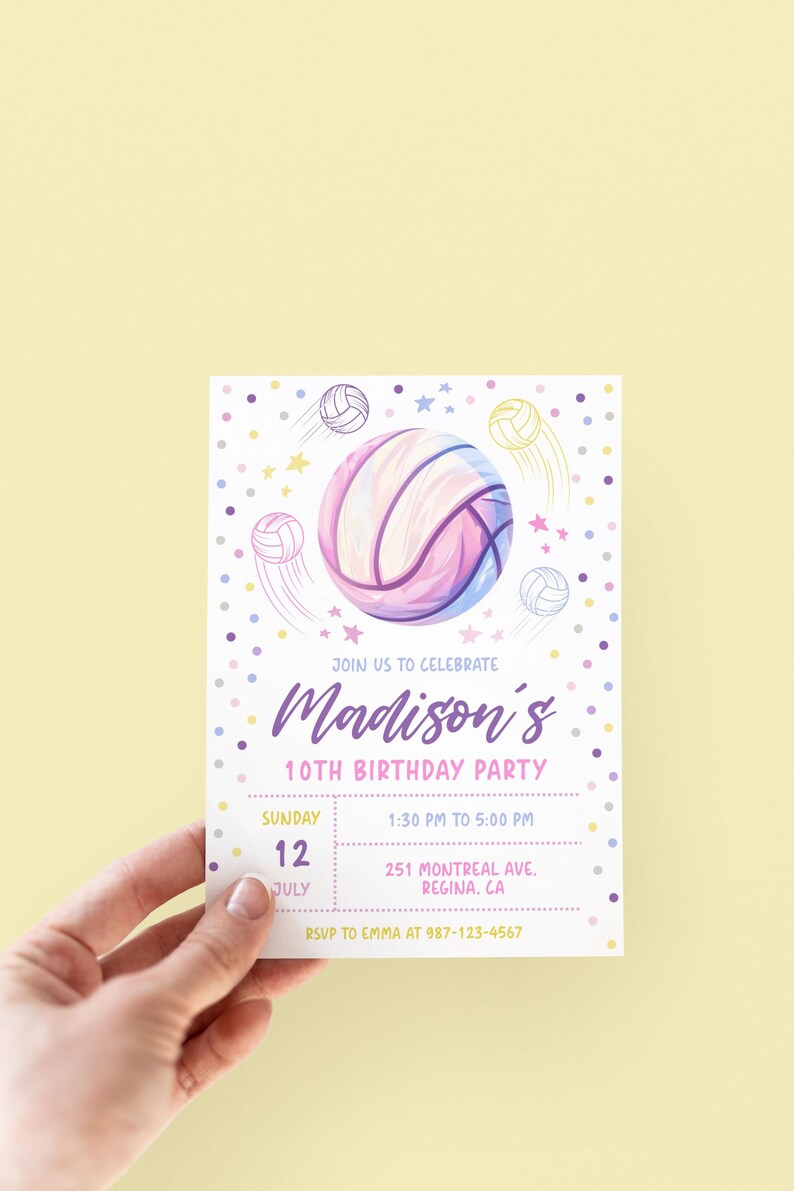 Editable Volleyball Birthday Invitation Volleyball Party Invite ...