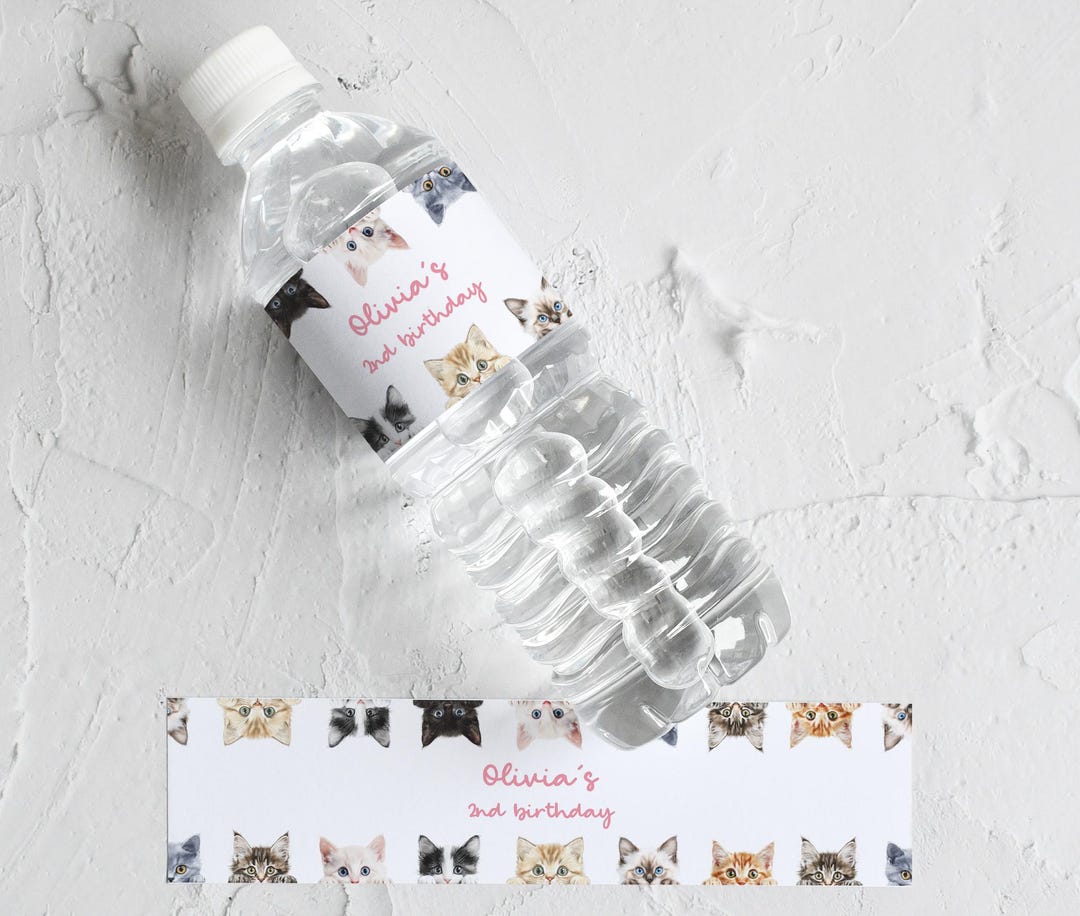 Kitten Bottle Label Template Cat Bottle Label Kitten Water Bottle ...