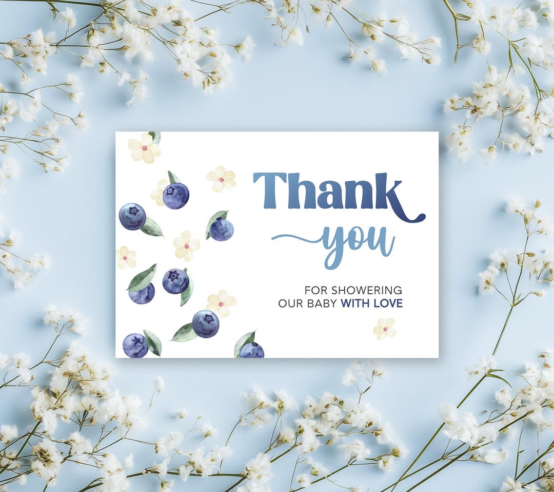 Blueberry Thank You Card Template Baby Shower Berry Sweet Favor Tag ...