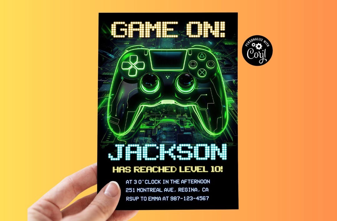 Editable Video Game Party Invitation Printable Gamer Birthday Invite ...