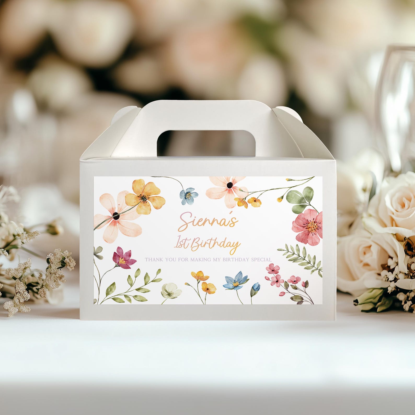 Wildflower Gable Box Template Wild Flower Box Sticker 1st Birthday ...