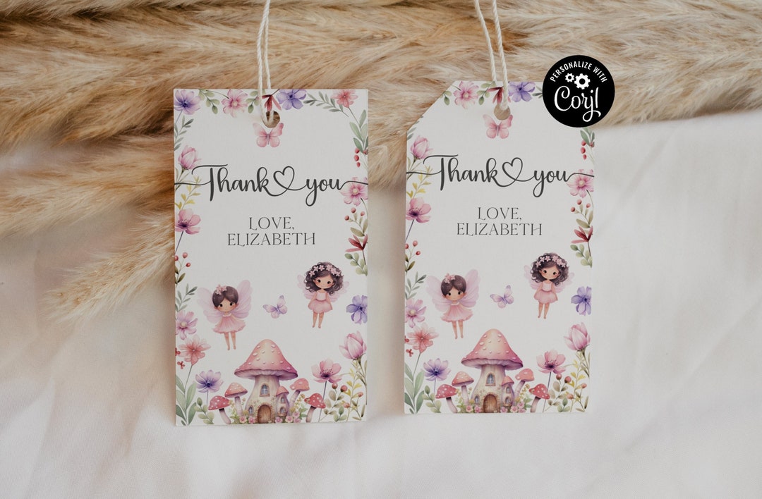 Editable Fairy First Birthday Party Fairy First Gift Tag Magical ...