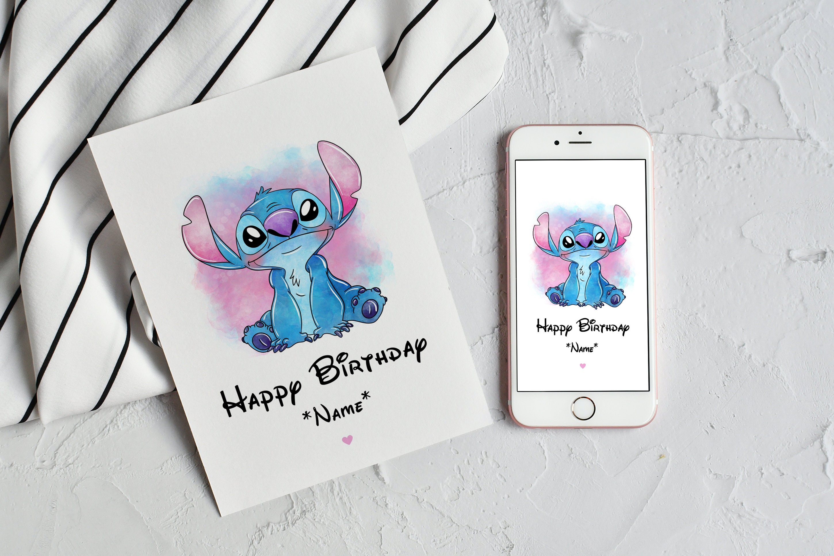 Editable Lilo & Stitch Birthday Card Template Printable Birthday Party ...