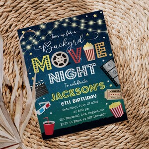 Editable Movie Birthday Invitation Printable Digital Kids Party Cinema ...