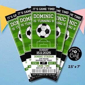 Editable Soccer Ticket Birthday Invitation Football Ticket Invite ...
