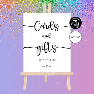 Editable Minimalist Cards and Gifts Sign Simple Gift Table Sign Modern ...