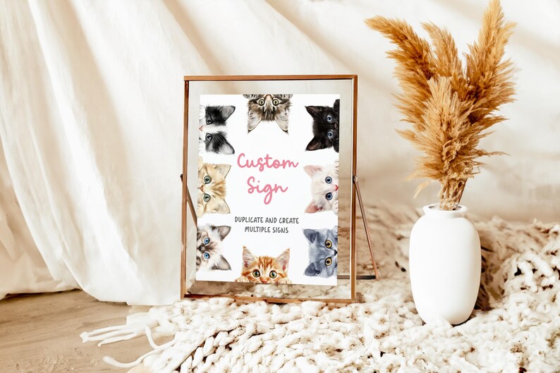 Cat Custom Sign Template Custom Cat Signs Birthday Party Cat Table Sign ...
