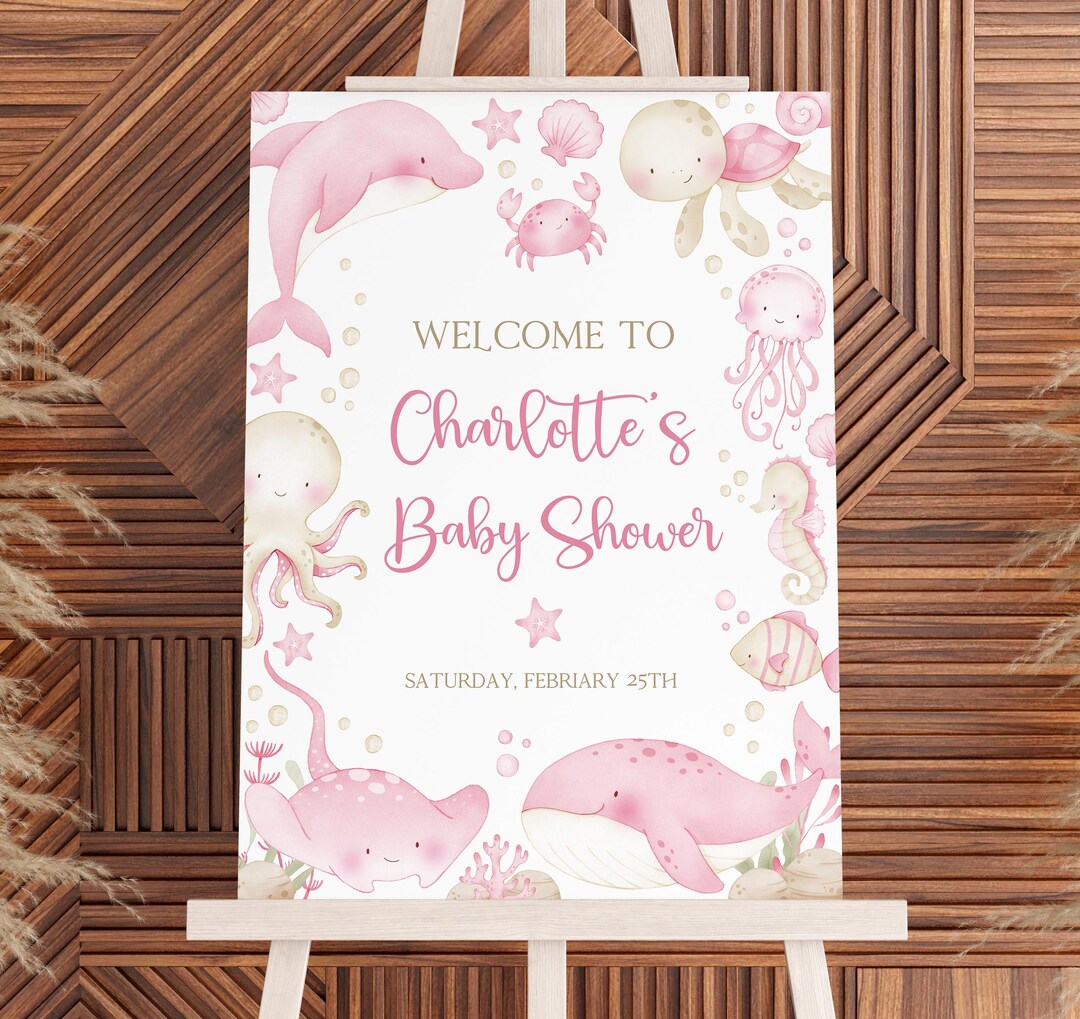 Under the Sea Welcome Sign Template Ocean Animals Baby Shower Welcome ...
