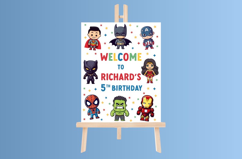 Editable Superheroes Birthday Welcome Sign Template Printable Birthday ...