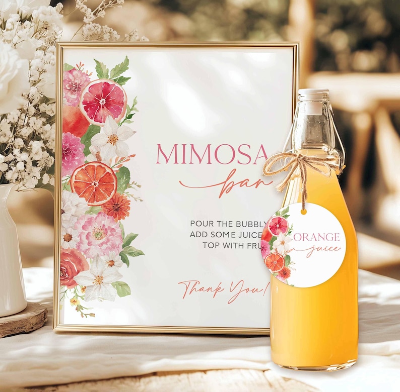 Mimosa Bar Template Citrus Sign Mimosa Sign Juice Labels Mimosa Juice ...