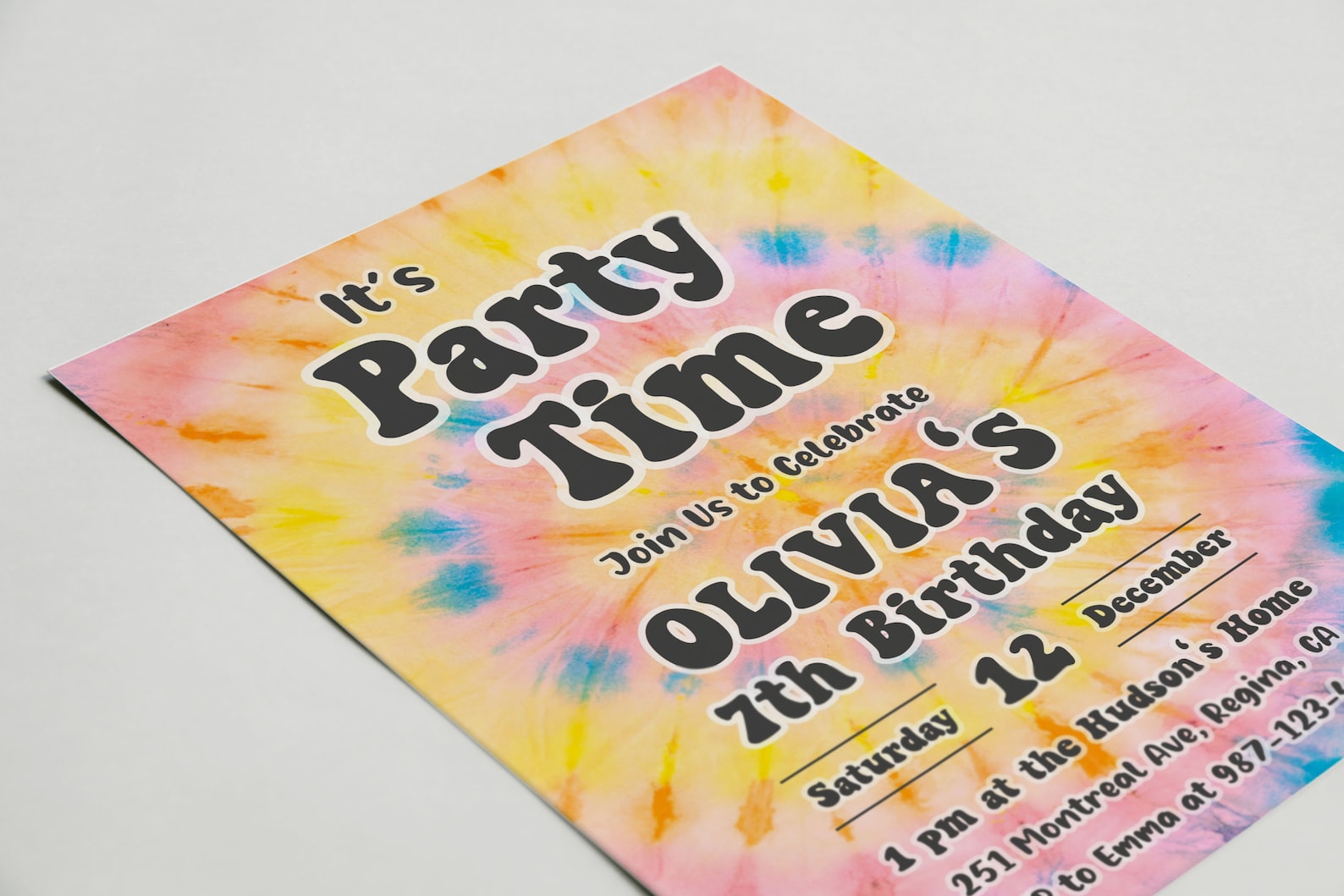 Self Editable Tie Dye Party Invitation Instant Download Rainbow Tie Dye ...