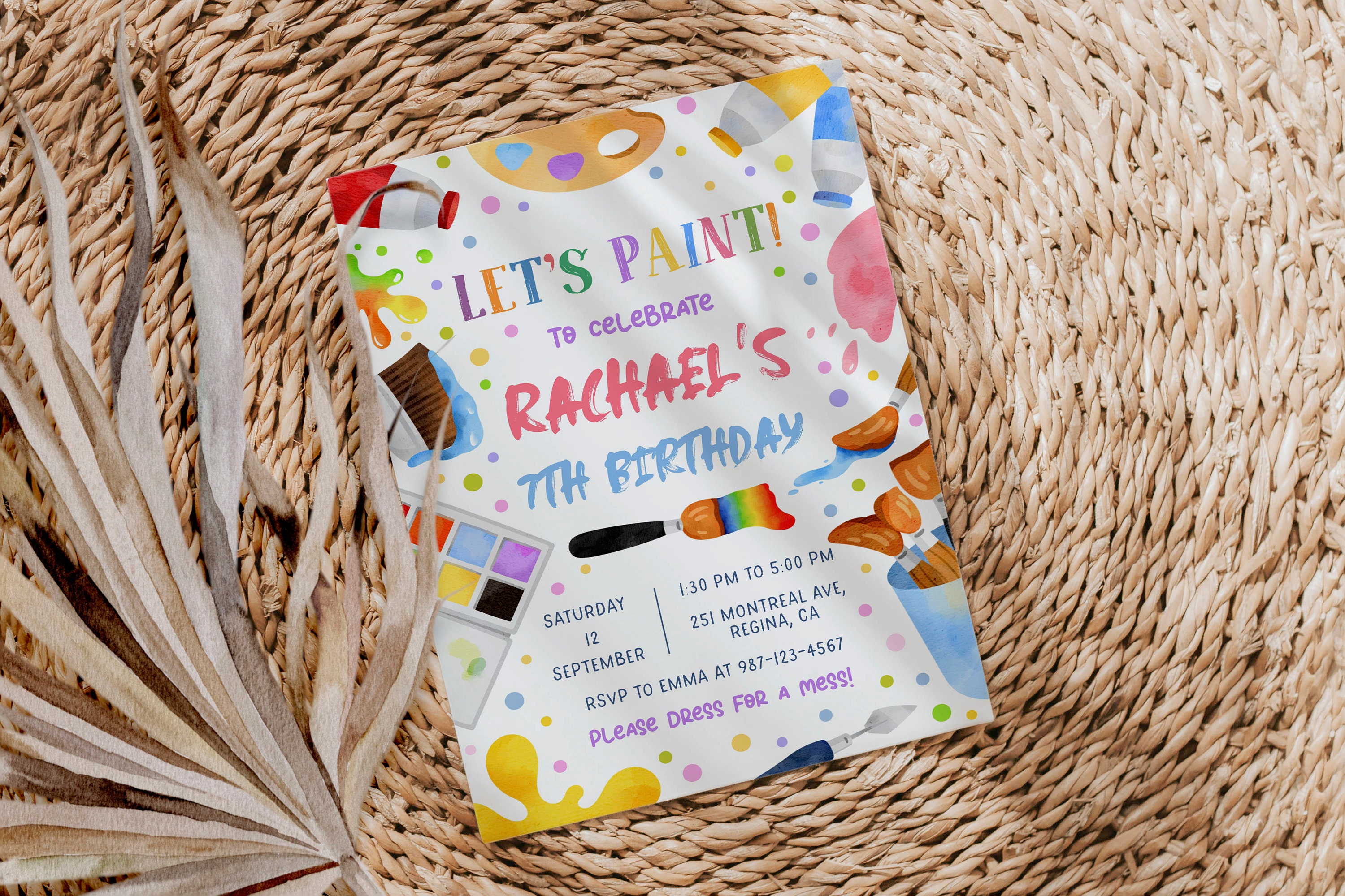 Editable Painting Art Birthday Invitation Art Party Birthday Invite ...