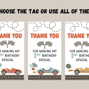 Editable TWO Fast Birthday Favor Tags Race Car 2nd Birthday Thank You ...