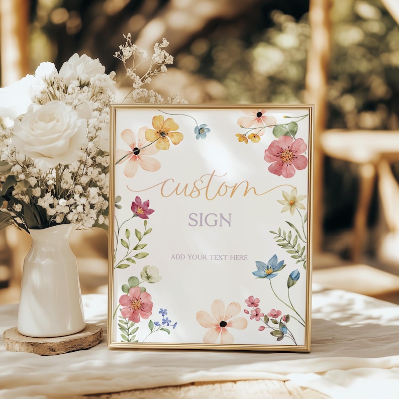 Wildflower Custom Sign Template Wild Flower Sign Baby Shower Sign ...