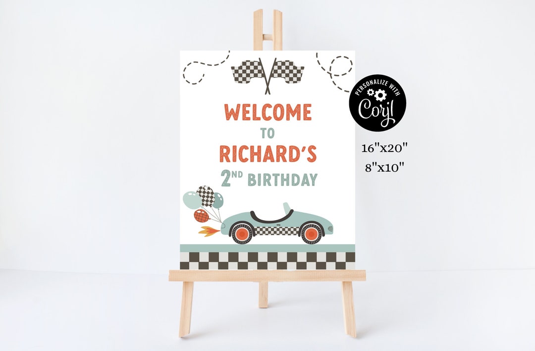 Editable TWO Fast Birthday Welcome Sign Race Car 2nd Birthday Sign ...