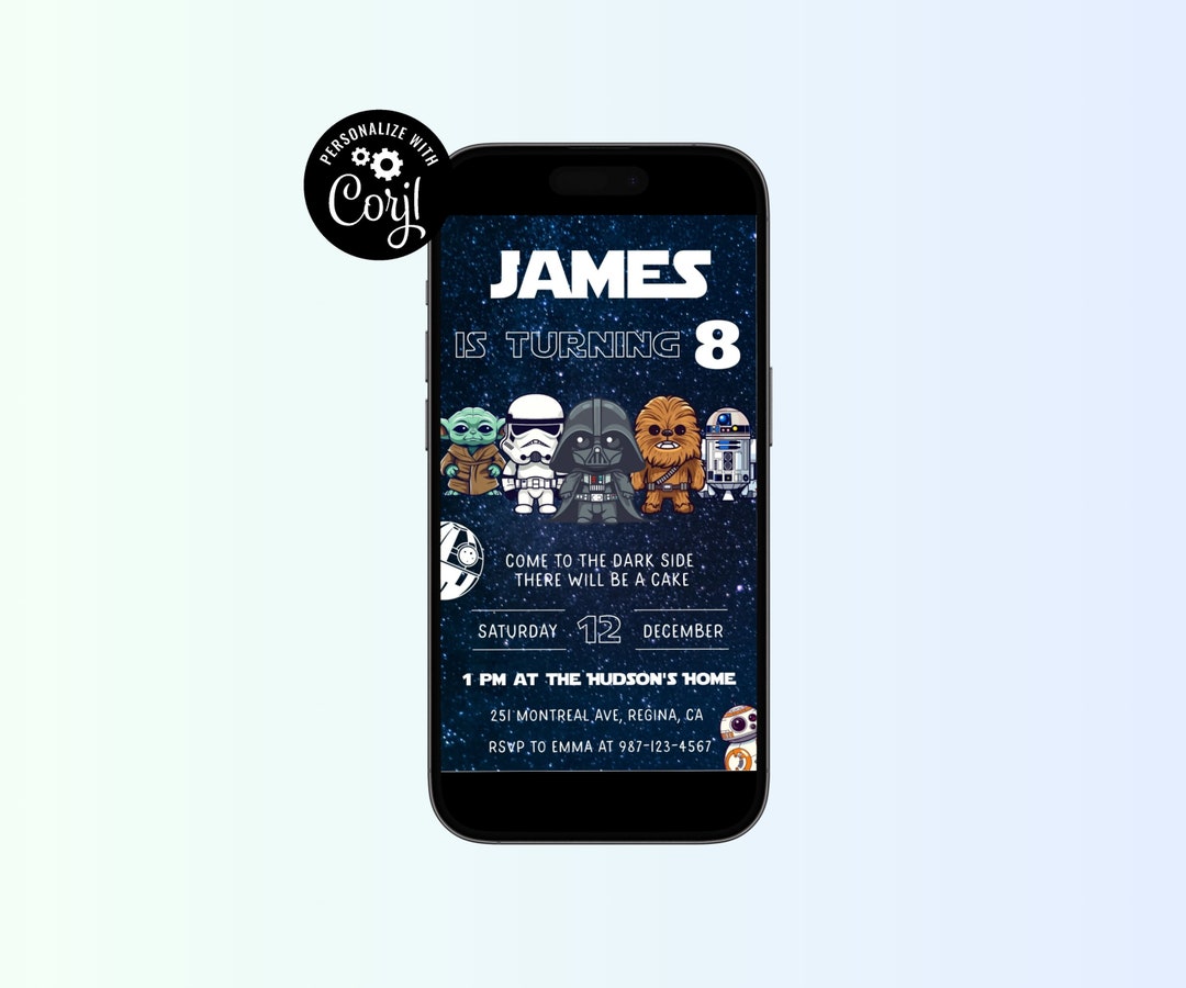 Editable Star War Birthday Invitation Template Mobile Birthday Party ...
