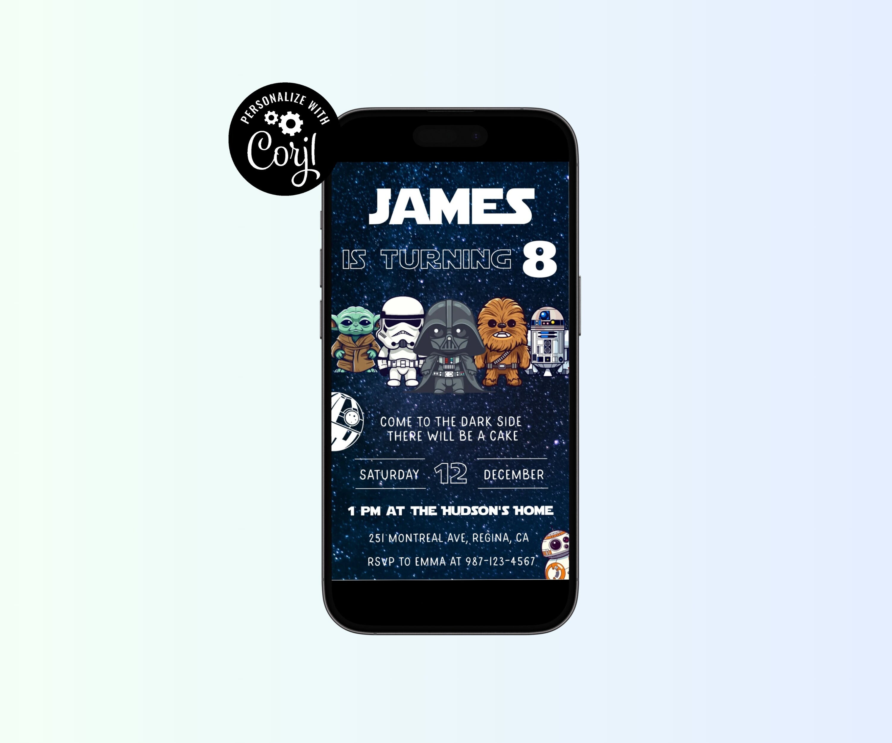 Editable Star War Birthday Invitation Template Mobile Birthday Party ...