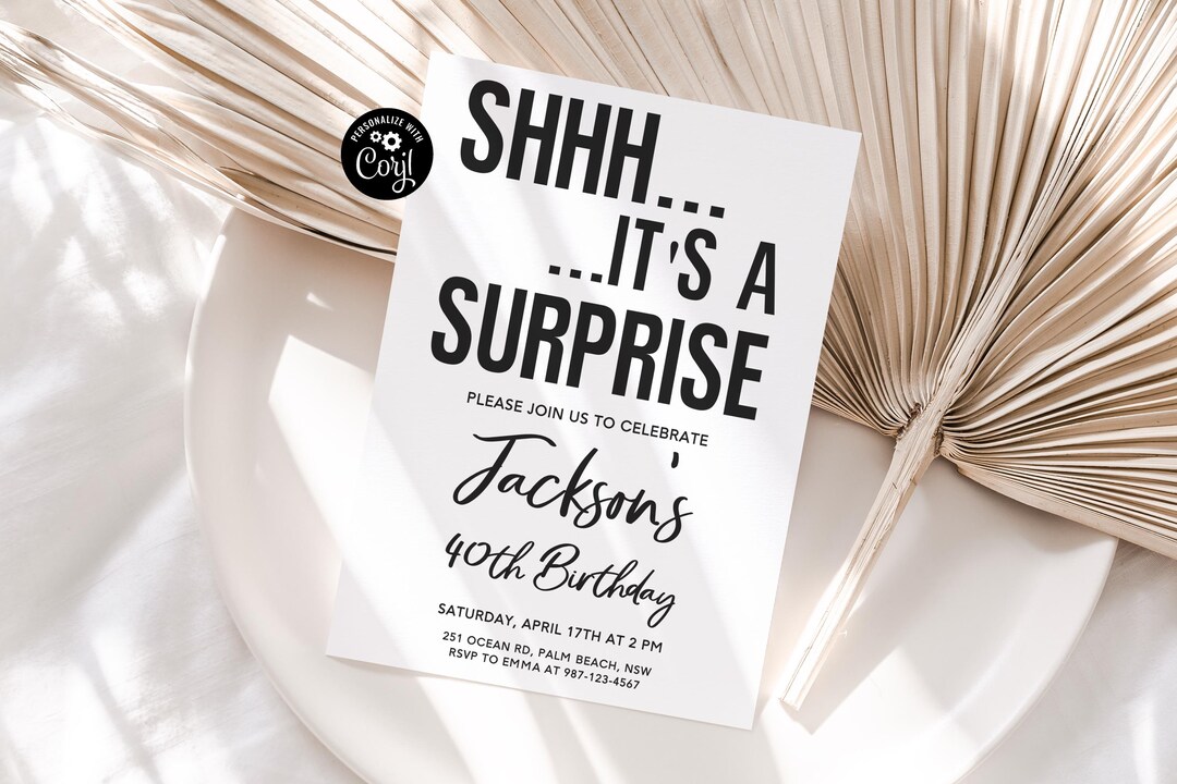 Editable Surprise Birthday Invitation Template Surprise Invitation ...